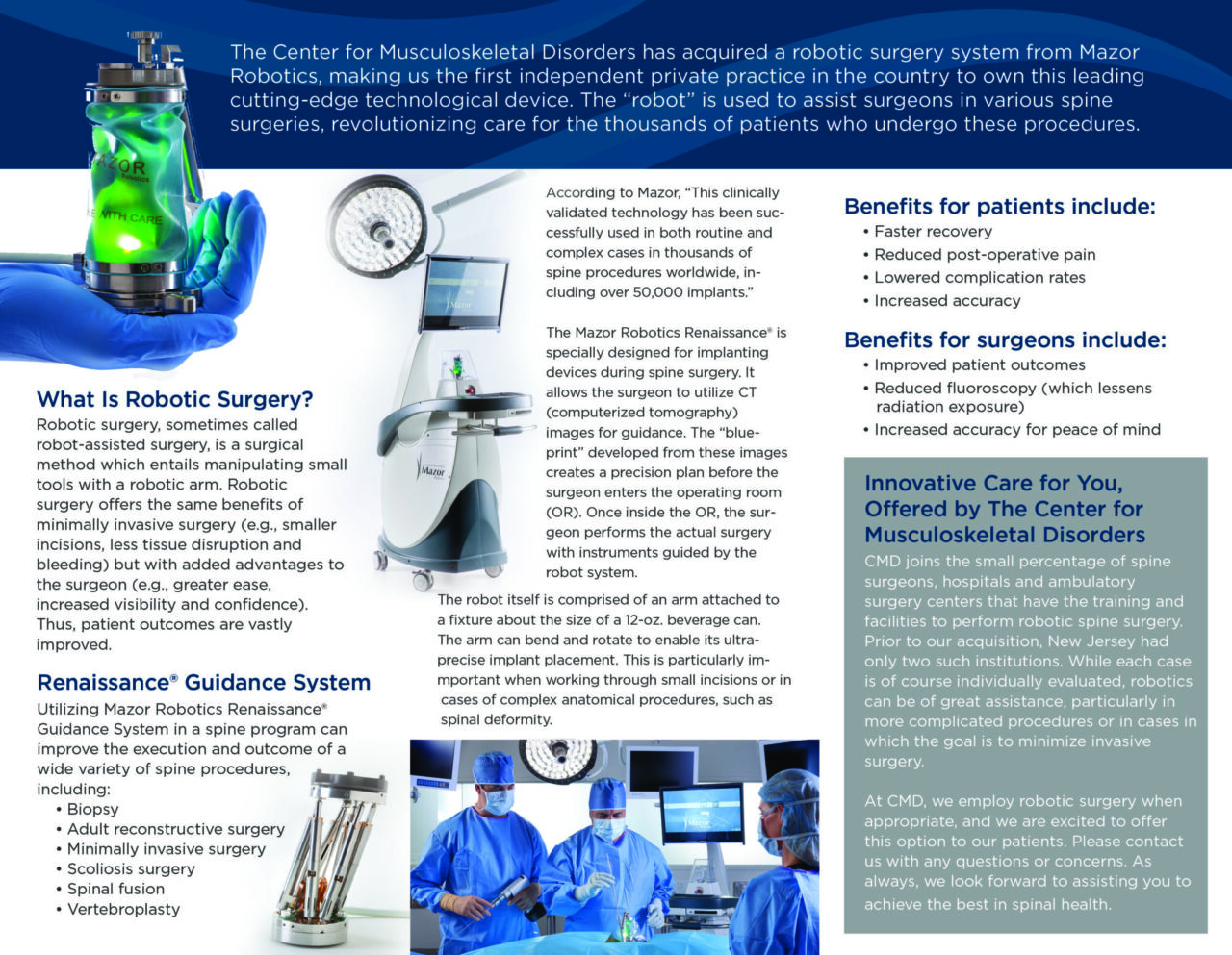 Robotic Surgery Brochure | Bracha Designs