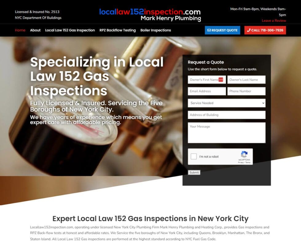Gas Inspection Website | Bracha Designs