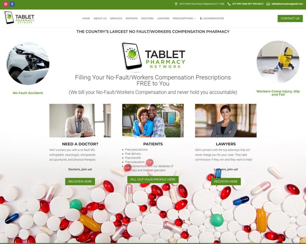 No Fault / Workers Compensation Pharmacy Website | Bracha Designs