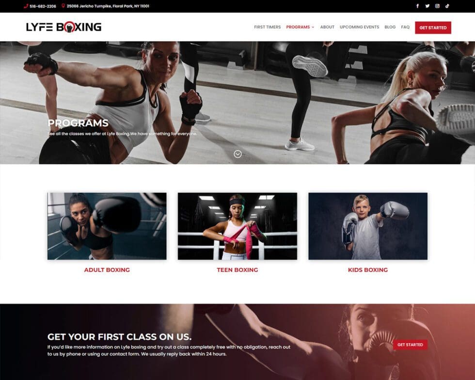 Boxing Class Website | Bracha Designs