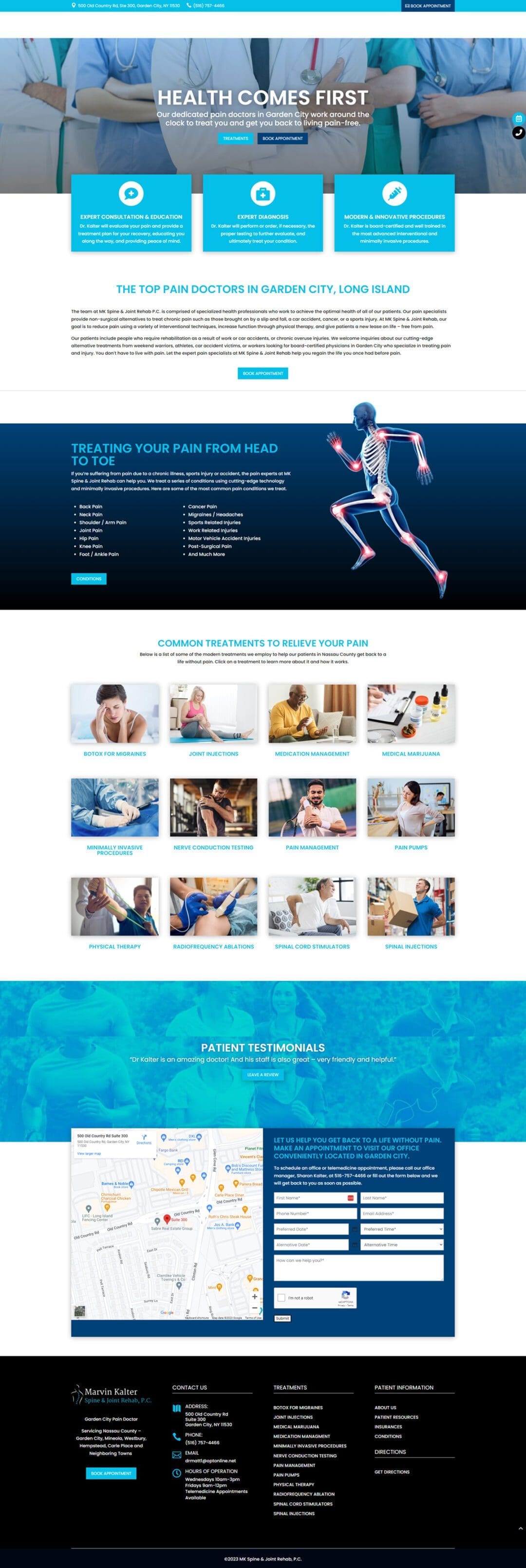 Spine & Joint Rehab Website | Bracha Designs