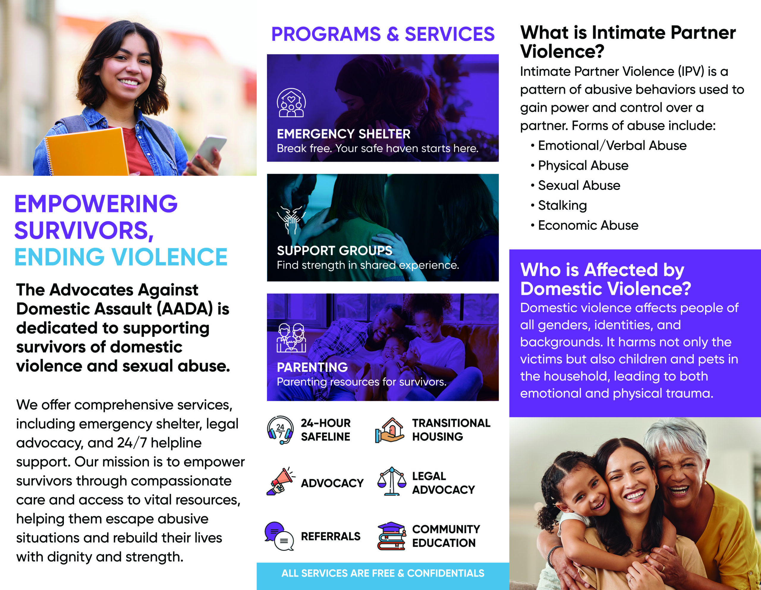 Domestic Violence Brochure Design | Accessible Brochure | Bracha Designs
